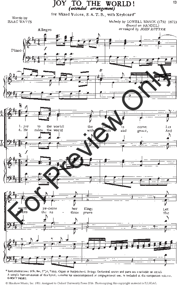 Download Joy To The World Thumbnail - Joy To The World John Rutter ...