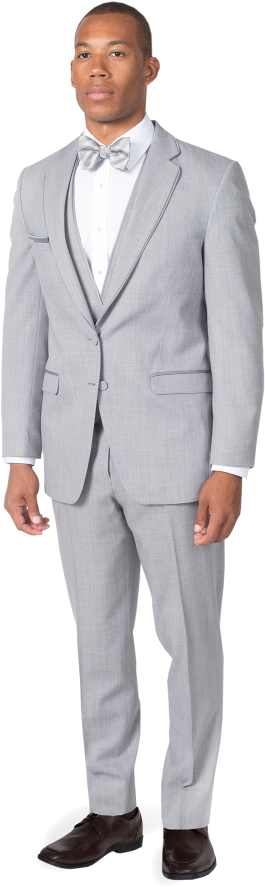 Download Heather Grey Notch Lapel Suit - Heather Gray Suit - Full Size ...