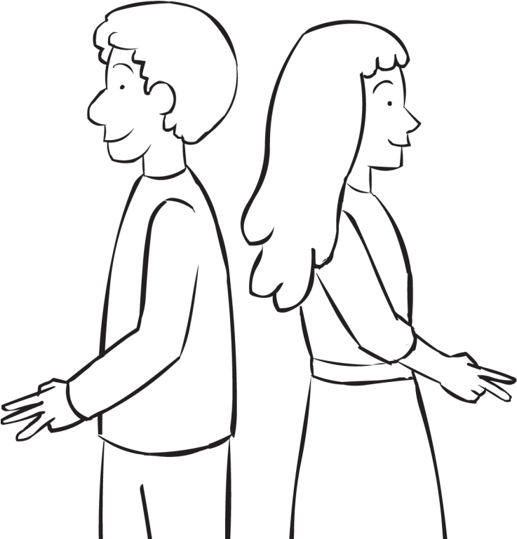 Download Back Two People Standing Back To Back To Each Other - Line Art ...