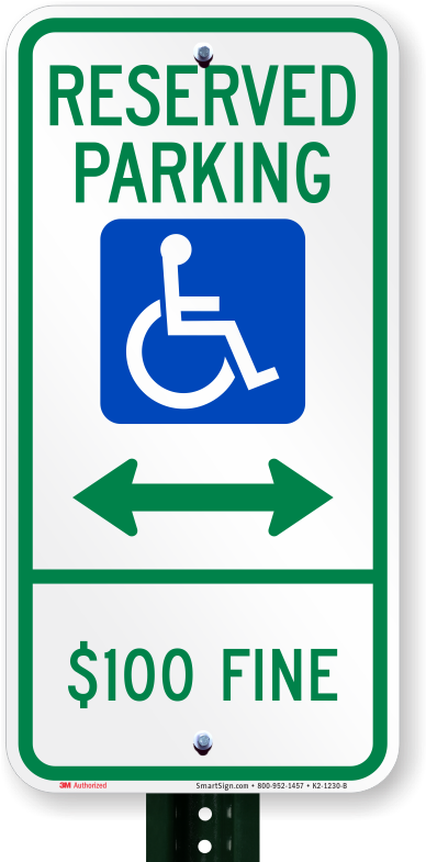 Download North Dakota Reserved Ada Parking Sign, Left Arrow ...