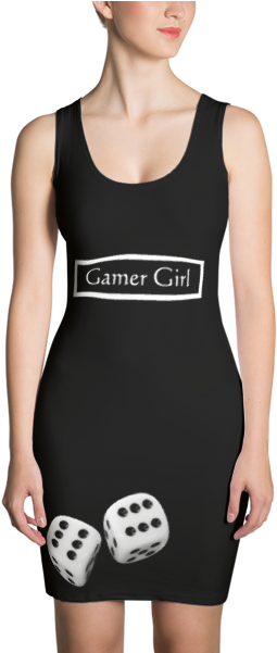 Download Gamer Girl Black Dice Dress - Dress - Full Size PNG Image - PNGkit