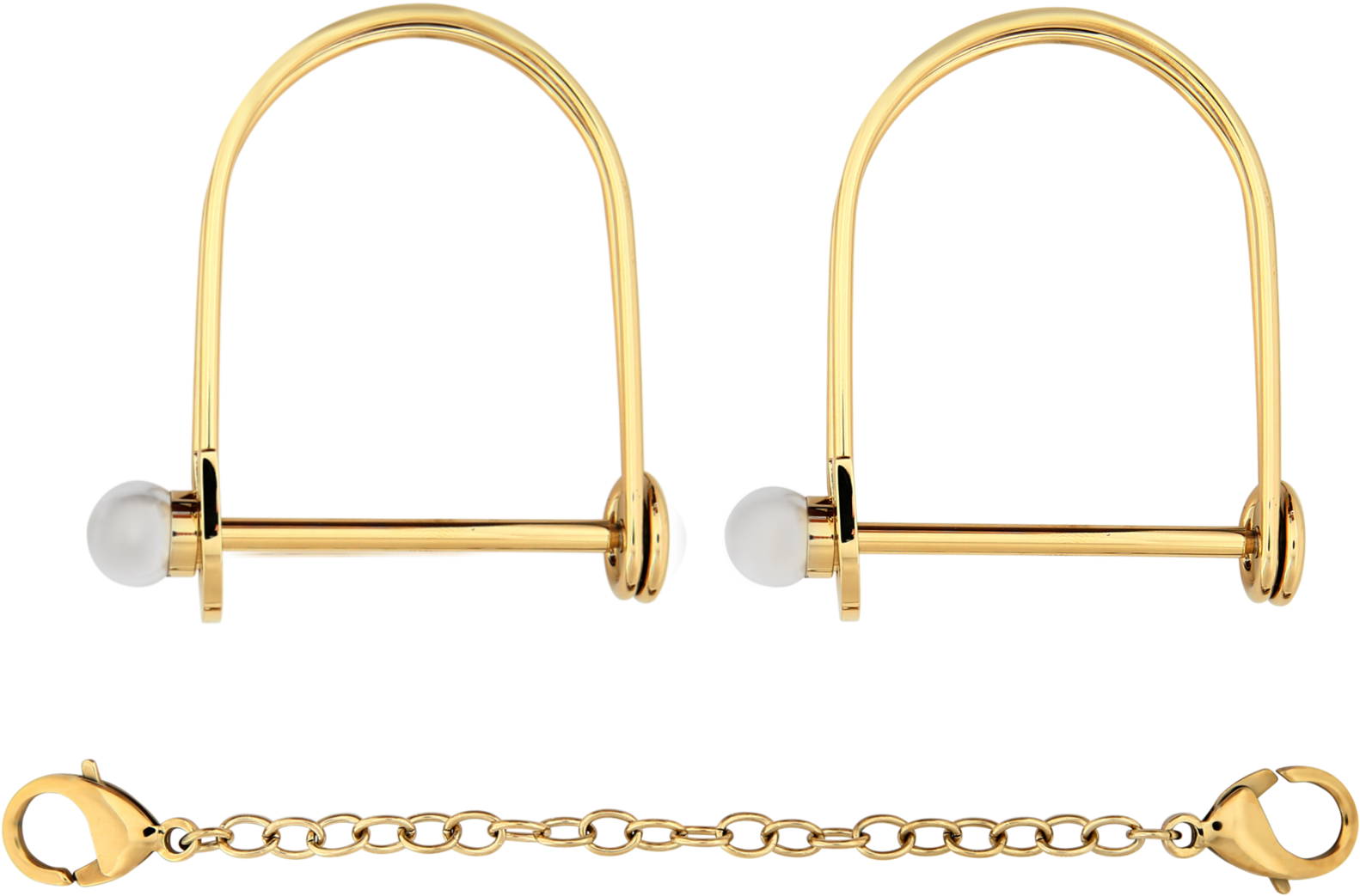 Download La Vie Nue Lock And Pearl Cuffs - Earrings - Full Size PNG ...