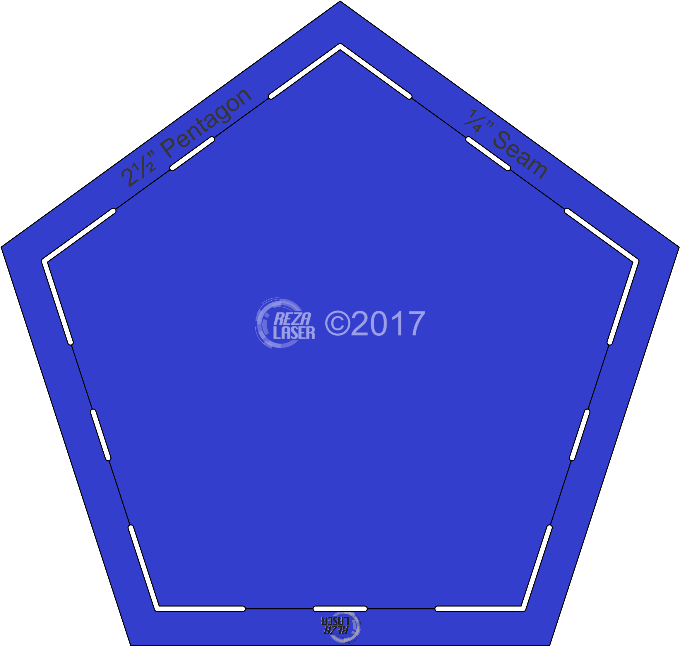 Download Pentagon 2½” Inch Acrylic Template Keyhole With ¼” - Bulldog ...
