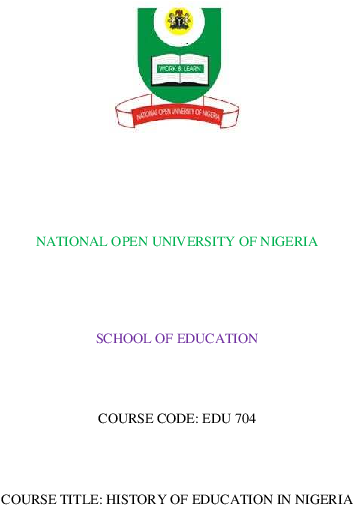 Download History Of Education In Nigeria - National Open University Of ...