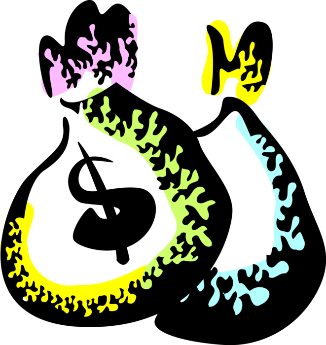 Download Vector Illustration Of Money Bag, Moneybag, Or Sack - Full ...