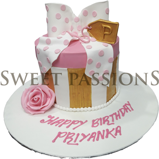Download Fancy Gift Box Bow Cake - Cake Decorating - Full Size PNG ...