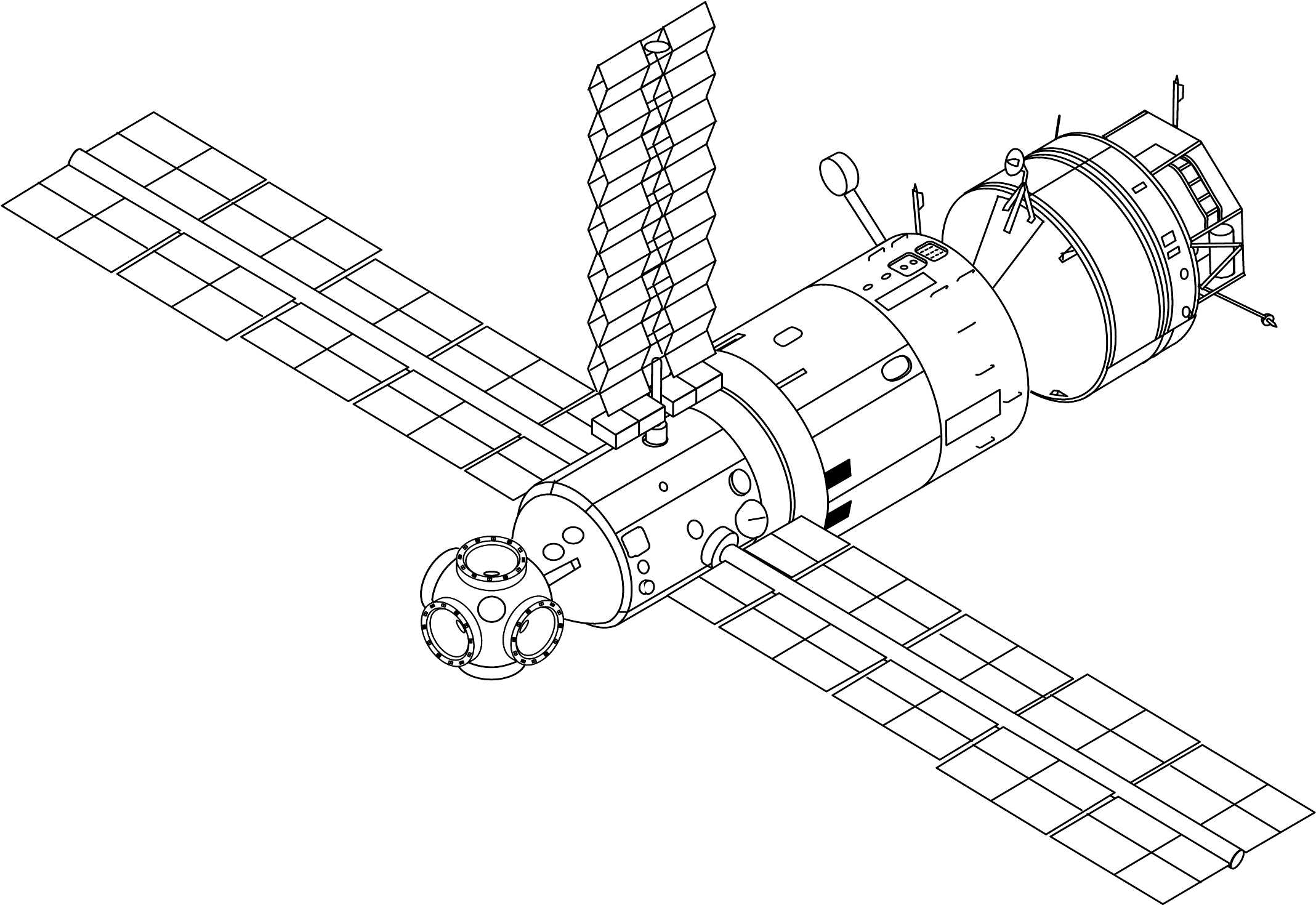 Download Mir 1987 Configuration Drawing - Estacion Y Sonda Espacial ...