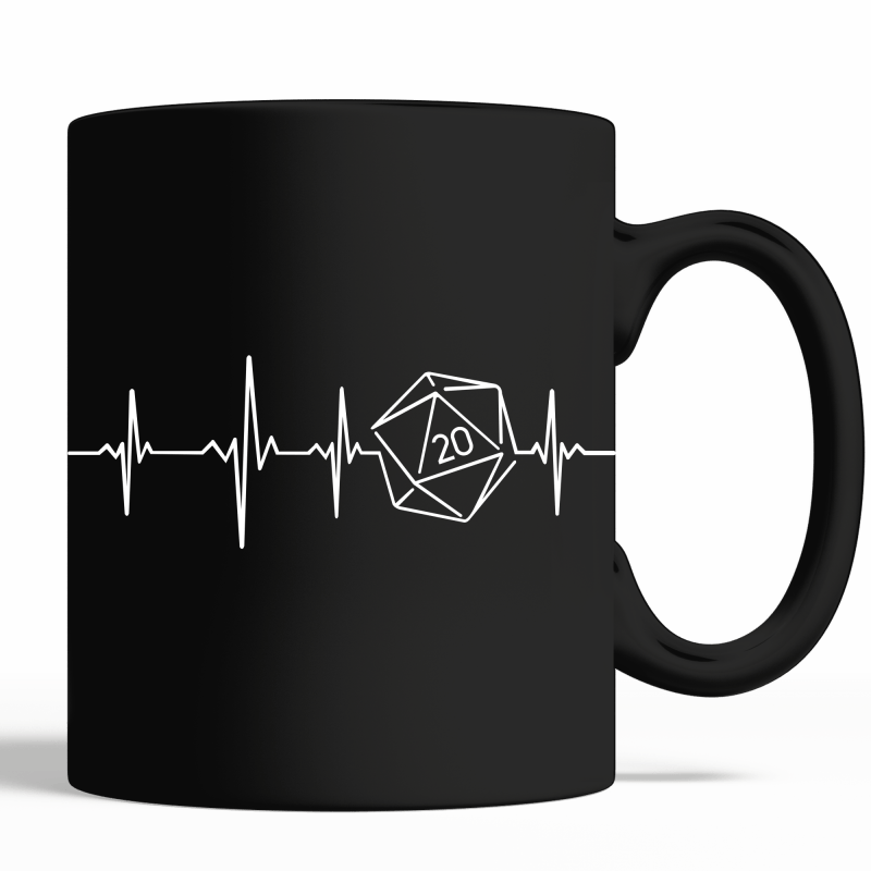 Download Heartbeat Dice D20 D&d Game Mug - Mug - Full Size PNG Image ...