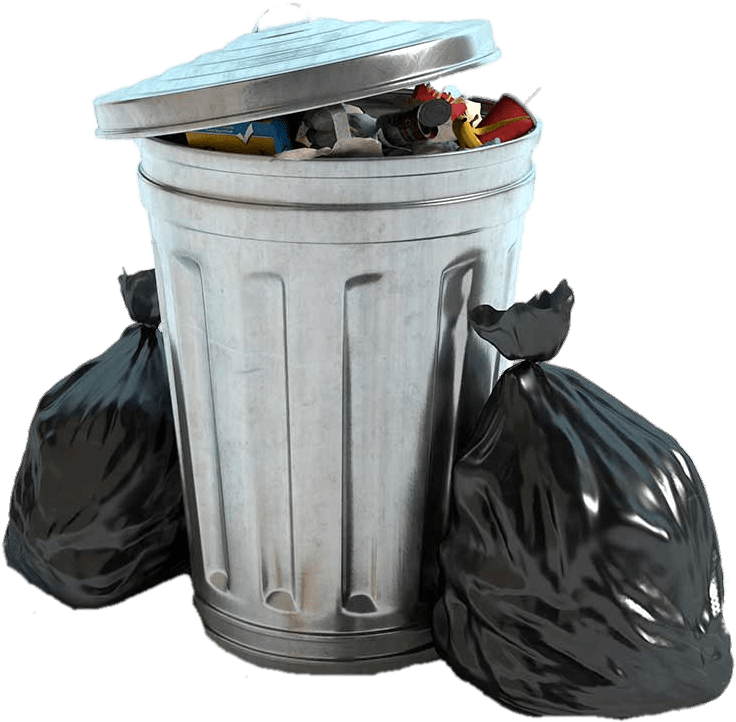 Download Download Garbage Bin And Two Black Bags Transparent - Waste ...