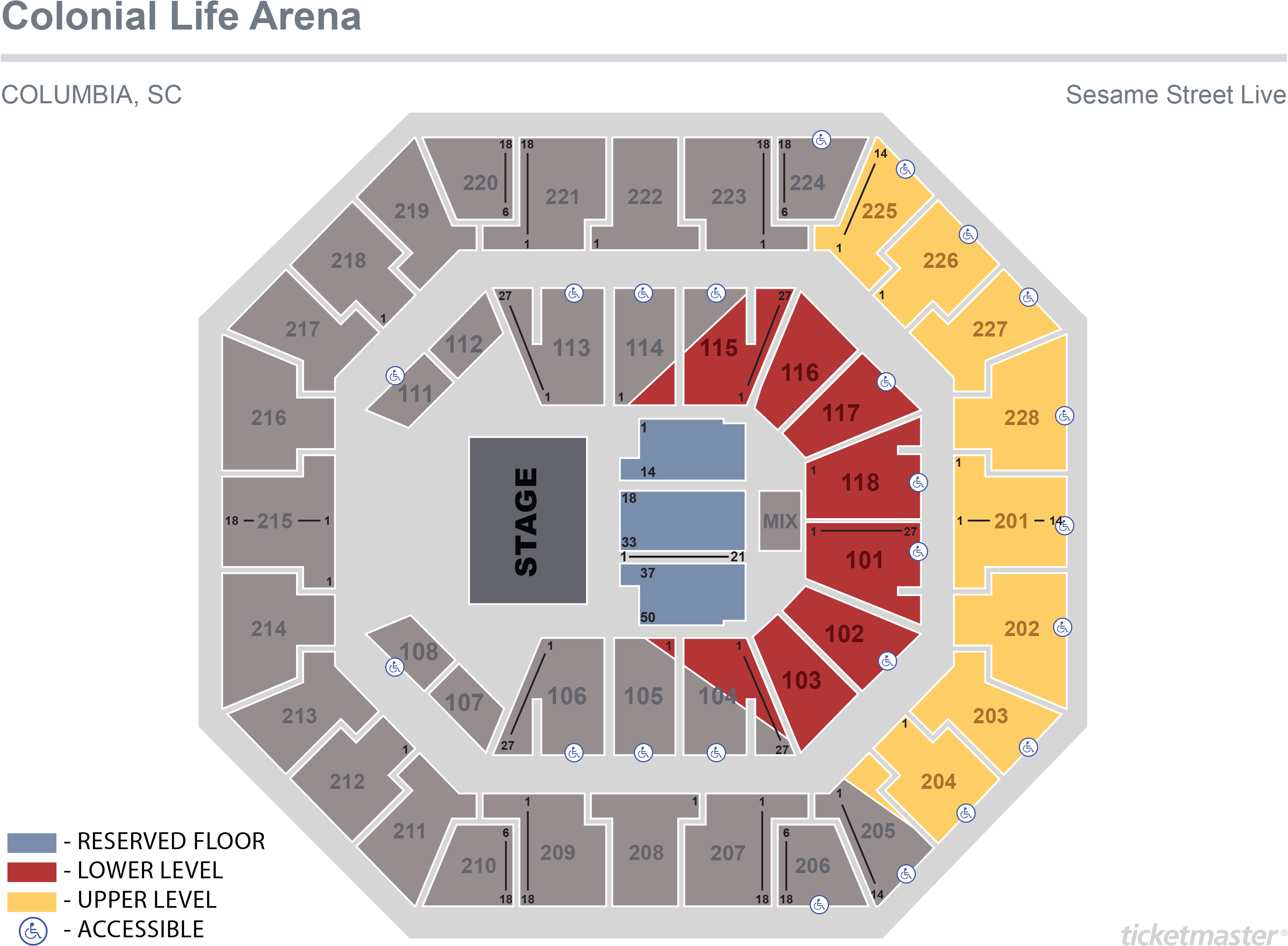 Download Seating Chart View Seating Chart Colonial Life Arena Seating 