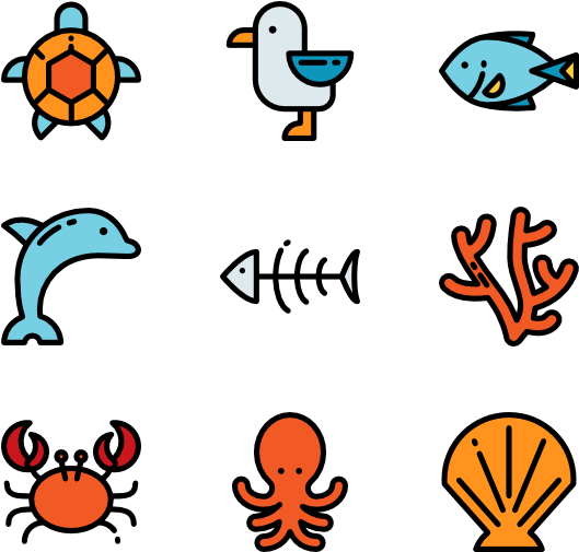 Download Sea Life - Sea Creature Icons - Full Size PNG Image - PNGkit