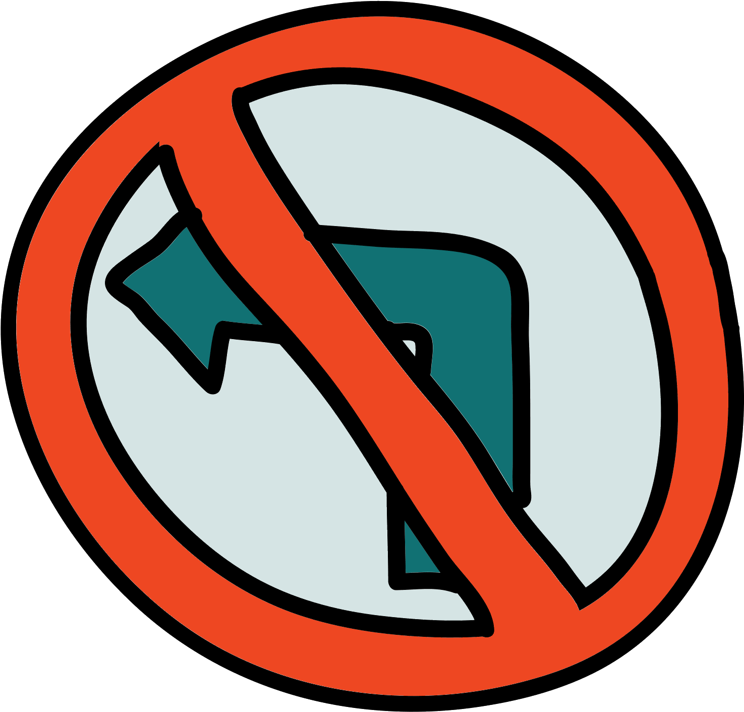 Download No Turn Road Sign Icon - Circle - Full Size PNG Image - PNGkit