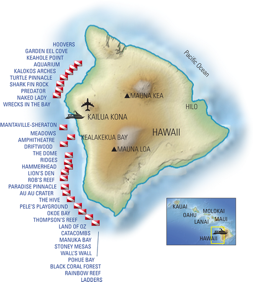 Download Top Dive Sites On Kona Aggressor Ii - Garden Eel Cove Maps ...