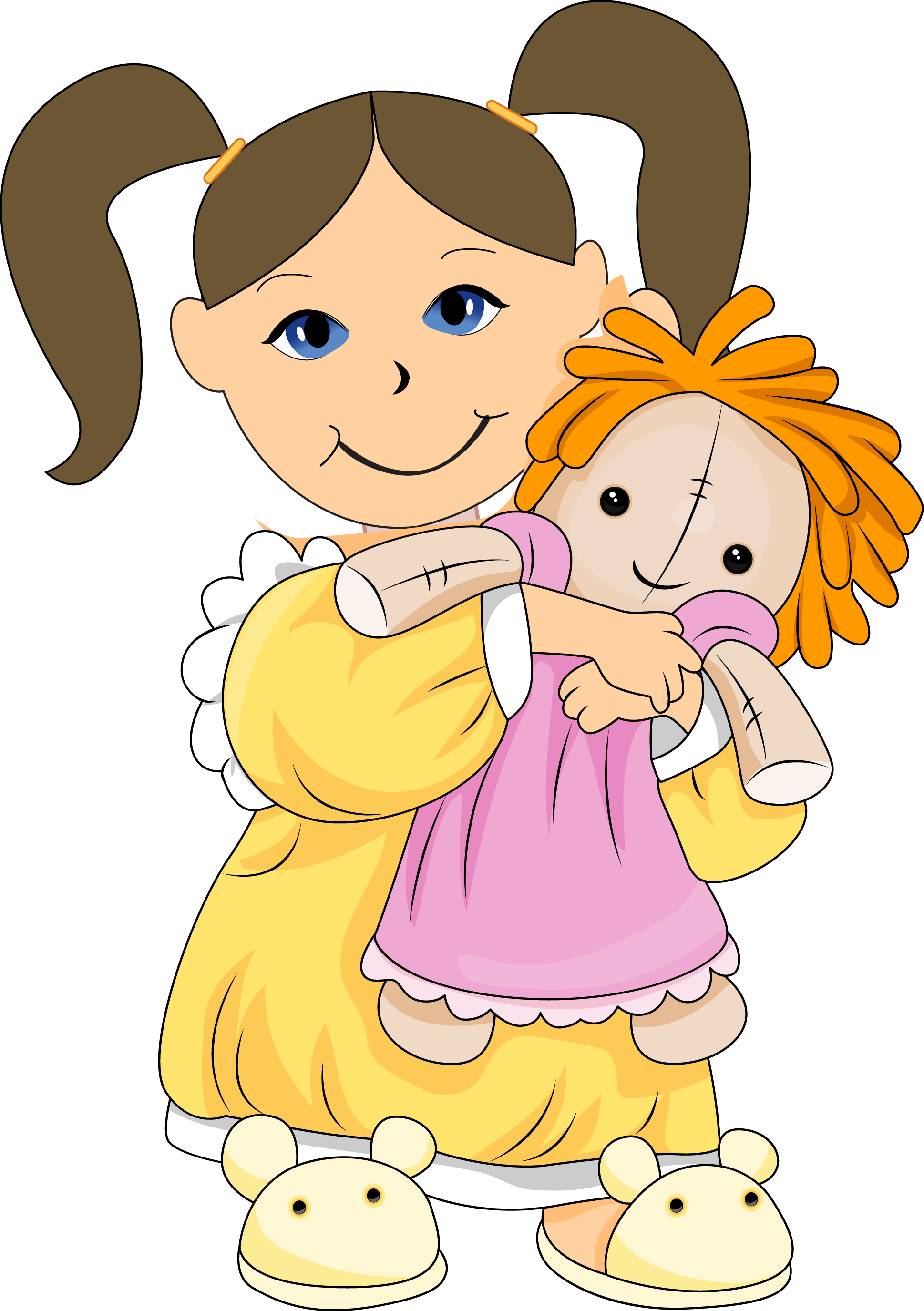 Download Barbie Doll Cartoon Clipart - Girl With A Doll Clipart - Full ...