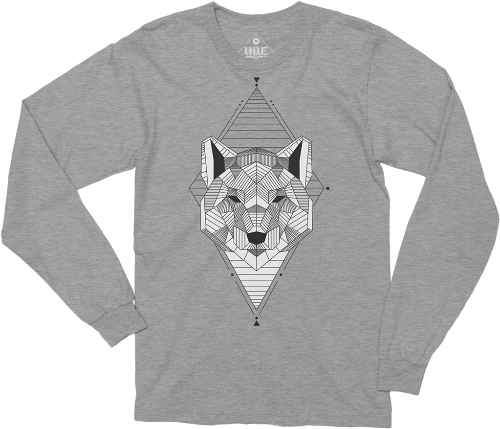 Download Geo Wolf Tattoo - Long-sleeved T-shirt - Full Size PNG Image ...
