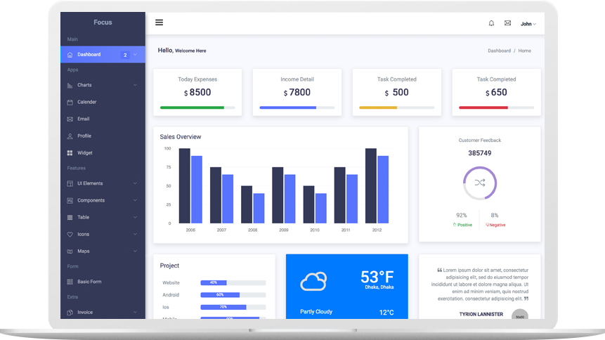 Download Focus Bootstrap Admin Template - Admin Template - Full Size ...