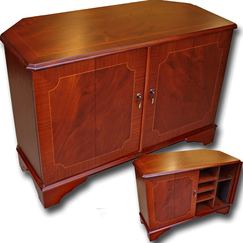 Download Large Corner Tv Stand With Split Folding Doors - Mahogany Tv ...