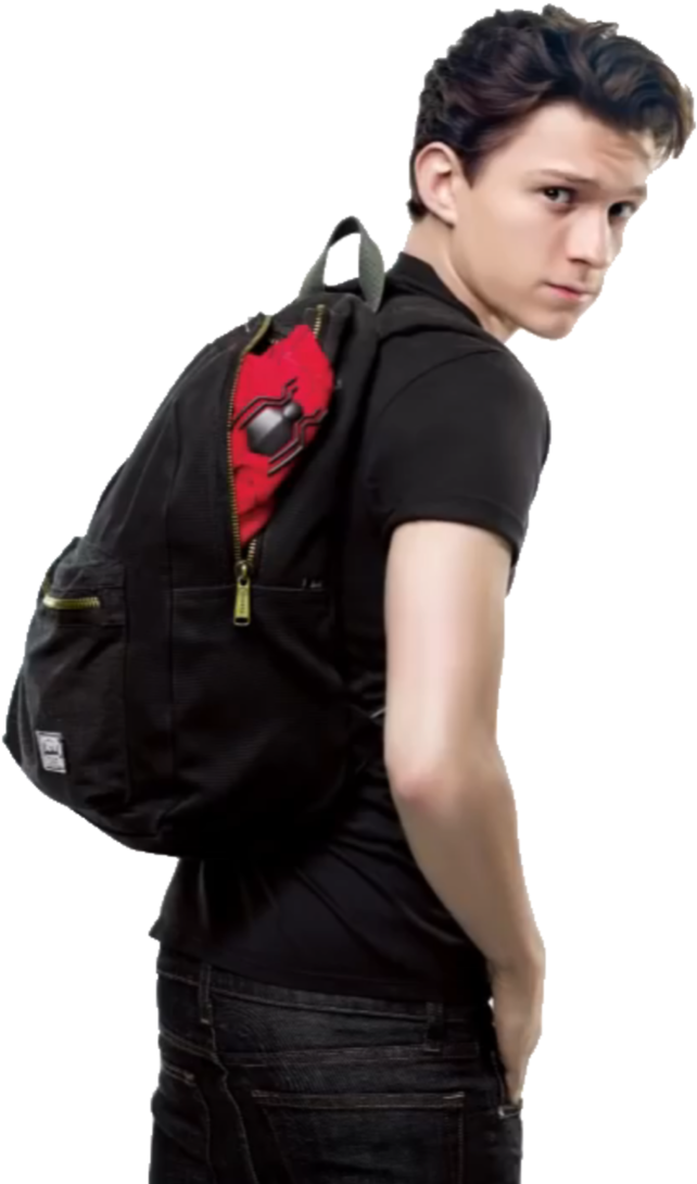 Download Peter Parker Png - Tom Holland With Backpack - Full Size PNG ...