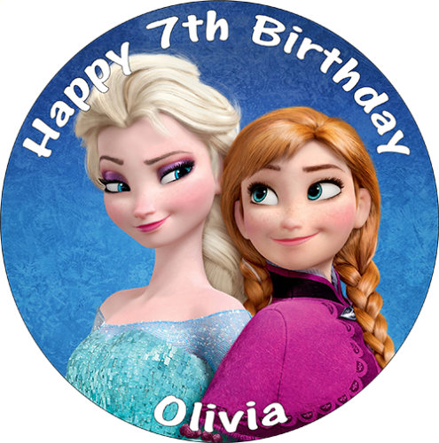Download Personalised Disney Frozen Anna & Elsa Edible 8" Round - Ana ...
