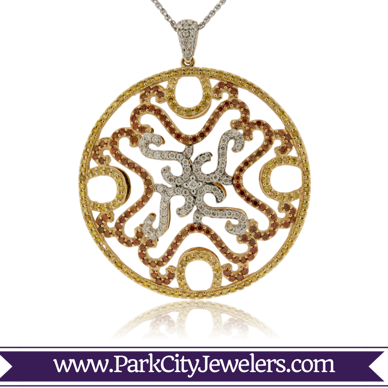 Download Colored Diamond Circle Medallion Pendant - Gold Ring Colour ...