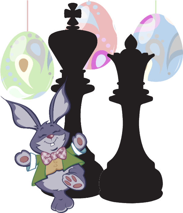 Download Transparent Easter Bunny With Chess King And Queen Clipart ...