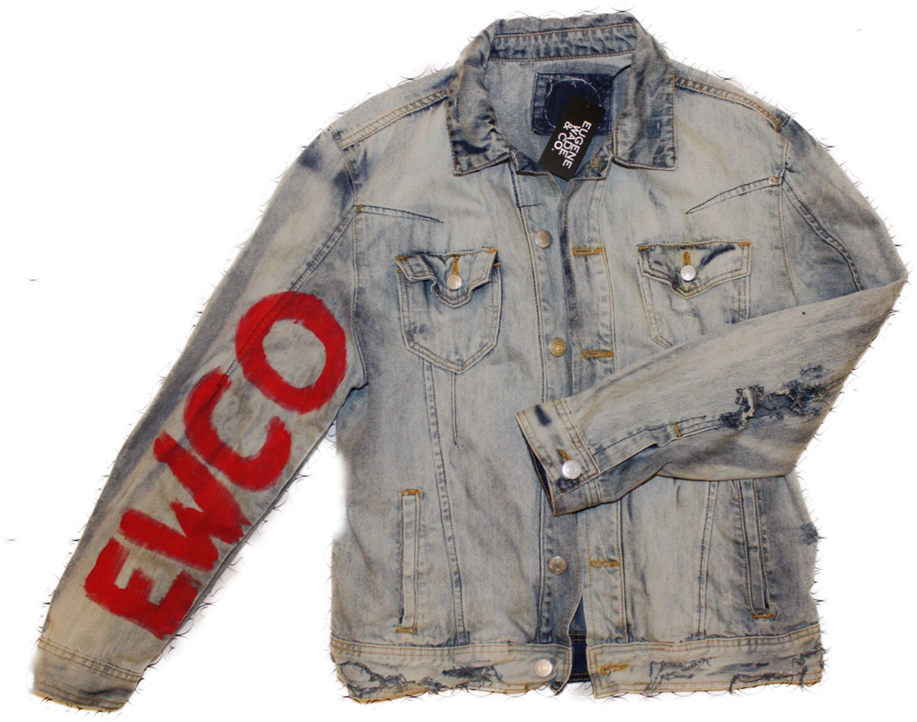 Download Distressed Jean Jacket - Pocket - Full Size PNG Image - PNGkit