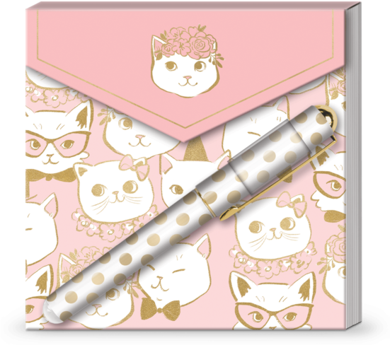 Download Fancy Cat Matchbook Note Pad With Pen - Cartoon - Full Size ...