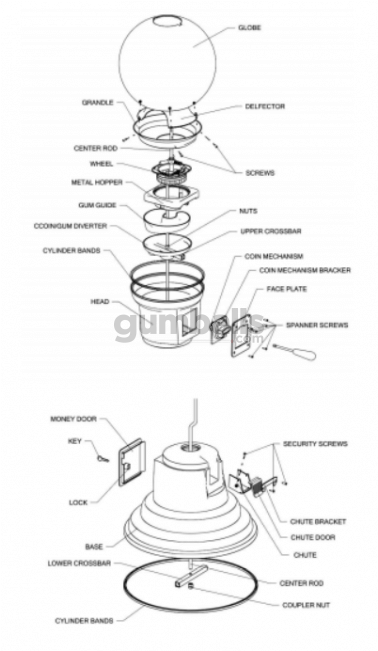 Download Wizkid Spiral Gumball Machine Parts 4 Gum - Drawing - Full ...