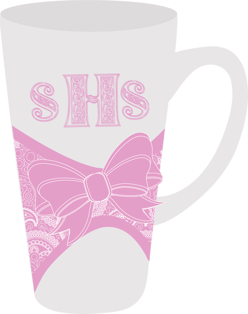 Download Monogrammed Latte Mug Pink Lace Ribbon Bow Monogram - Mug ...