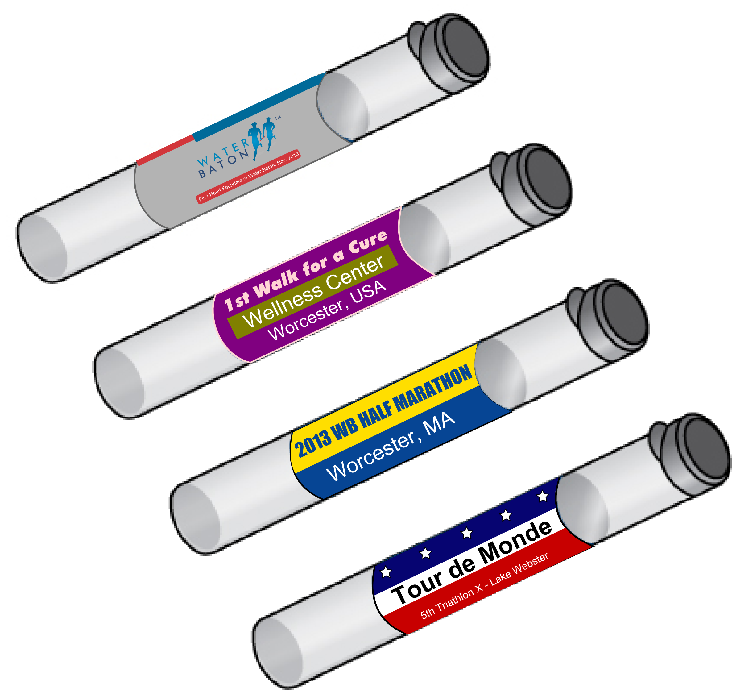 Download Water Baton Labels With Different Sponsors - Cylinder - Full ...