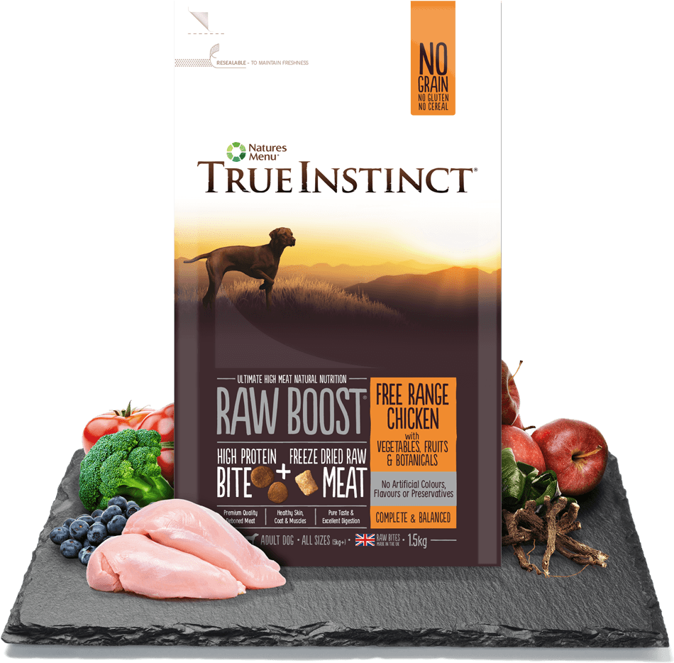 Download Raw Boost Adult Dog Free Range Chicken - True Instinct Puppy Food - Full Size PNG Image ...