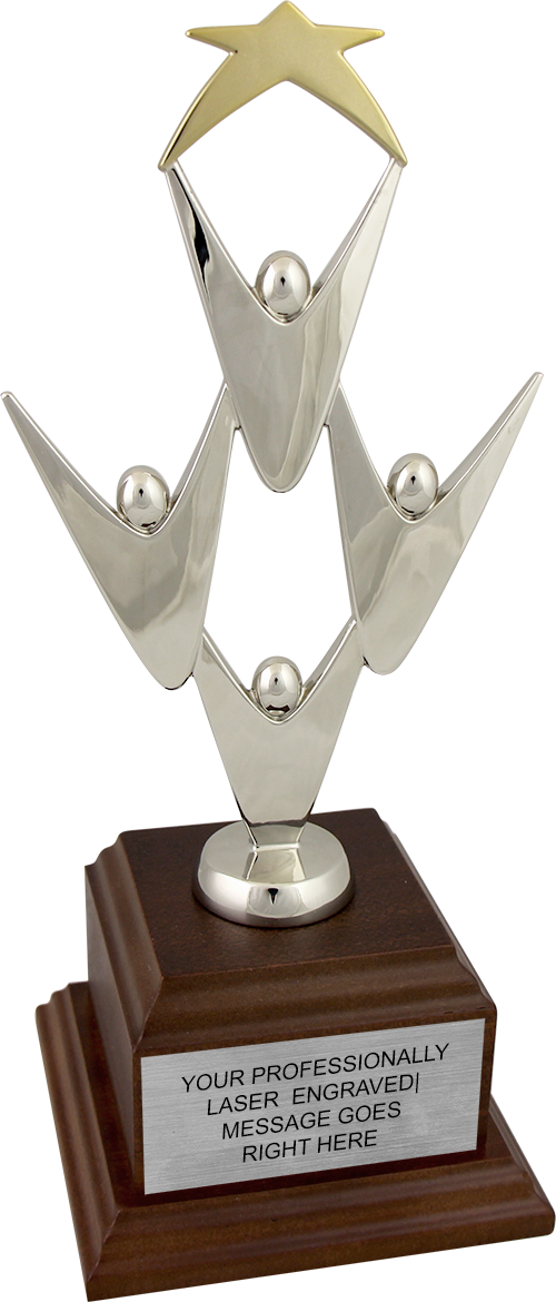 Download Gold & Silver Team Victory Trophy On Wood Veneer Base - Trophy ...