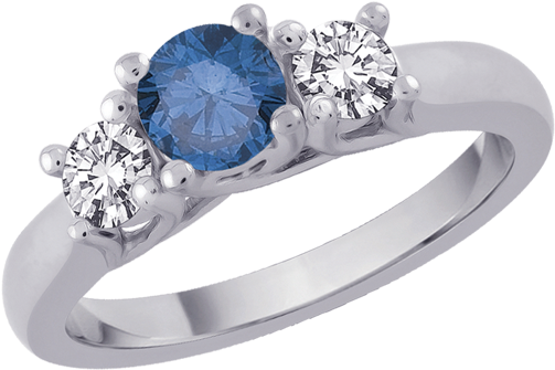 Download Center Blue Diamond - Ring - Full Size PNG Image - PNGkit