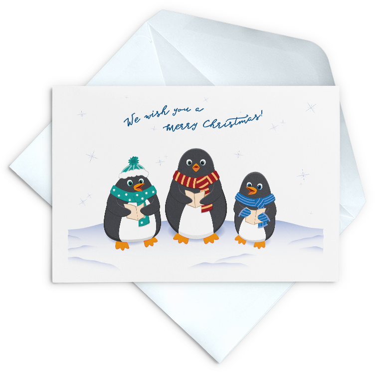 Download We Wish You A Merry Christmas Penguin Choir Card - Penguin ...