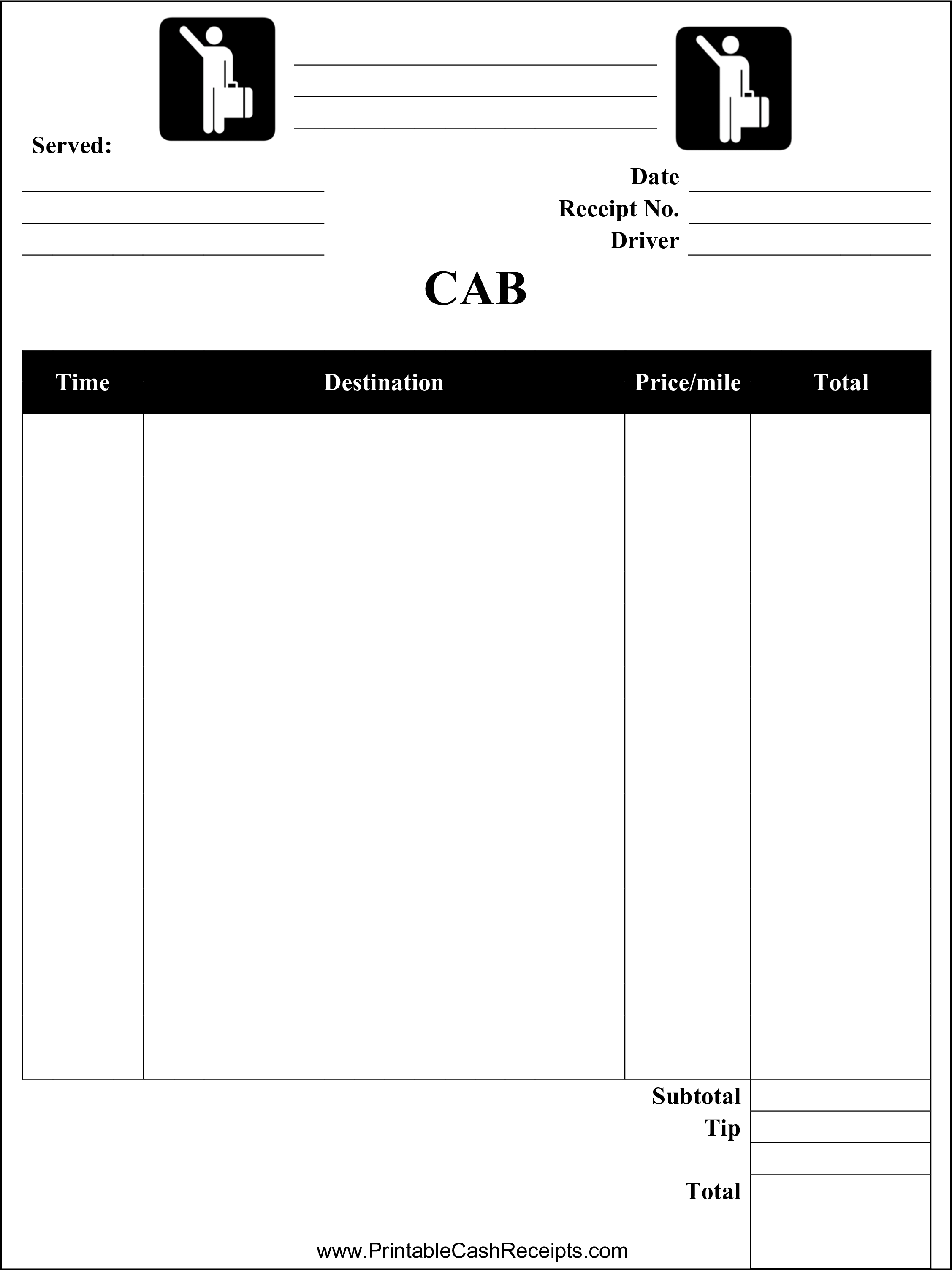 Download Free Taxi Cab Receipt Templates At Allbusinesstemplates - Cab ...