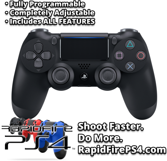 Download Jet Black Rapid Fire Playstation 4 Controller - Playstation 4 ...