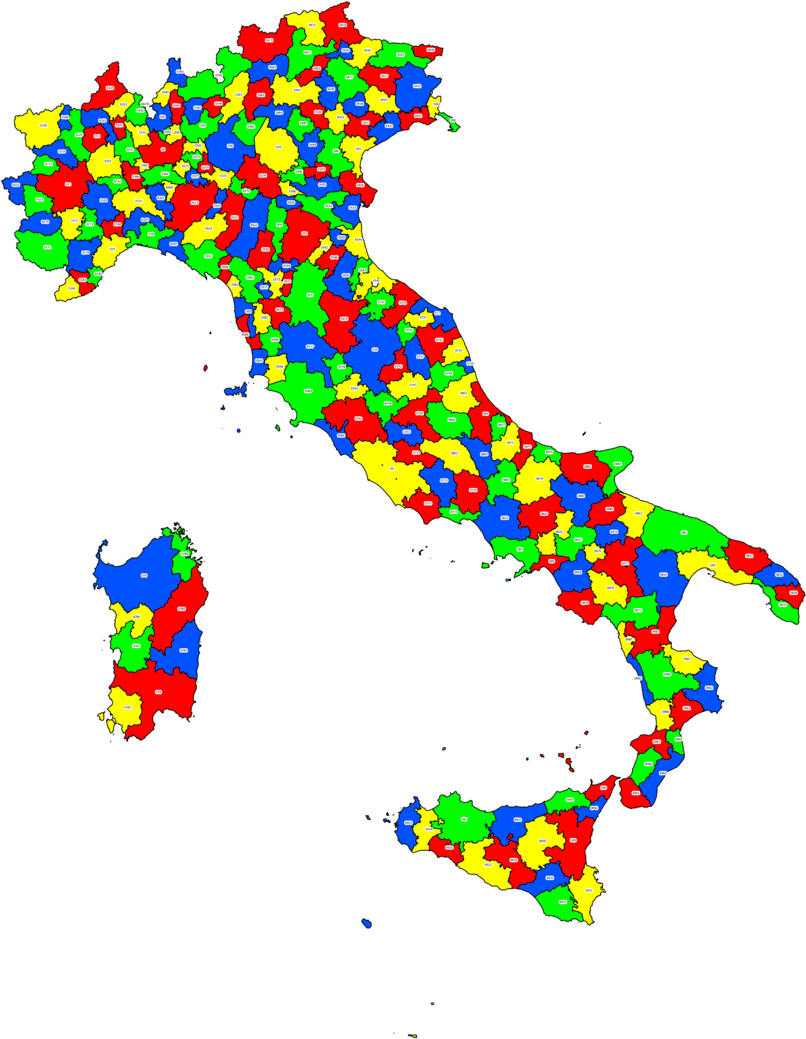 Download Map Of Area Codes In Italy - Full Size PNG Image - PNGkit