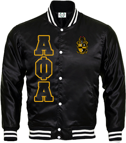 Download Alpha Phi Alpha Satin Bomber Jacket - Varsity Jacket Black And ...
