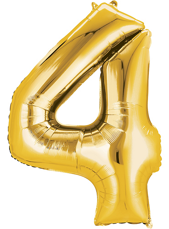 Download 22inch Gold Number Balloons - Foil Balloon Number 4 - Full ...