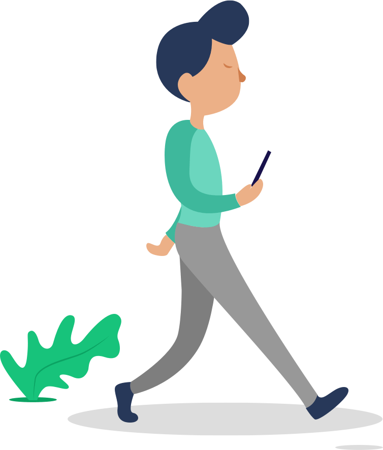 Download Illustration Of A Man Walking Holding Phone - Cartoon - Full ...