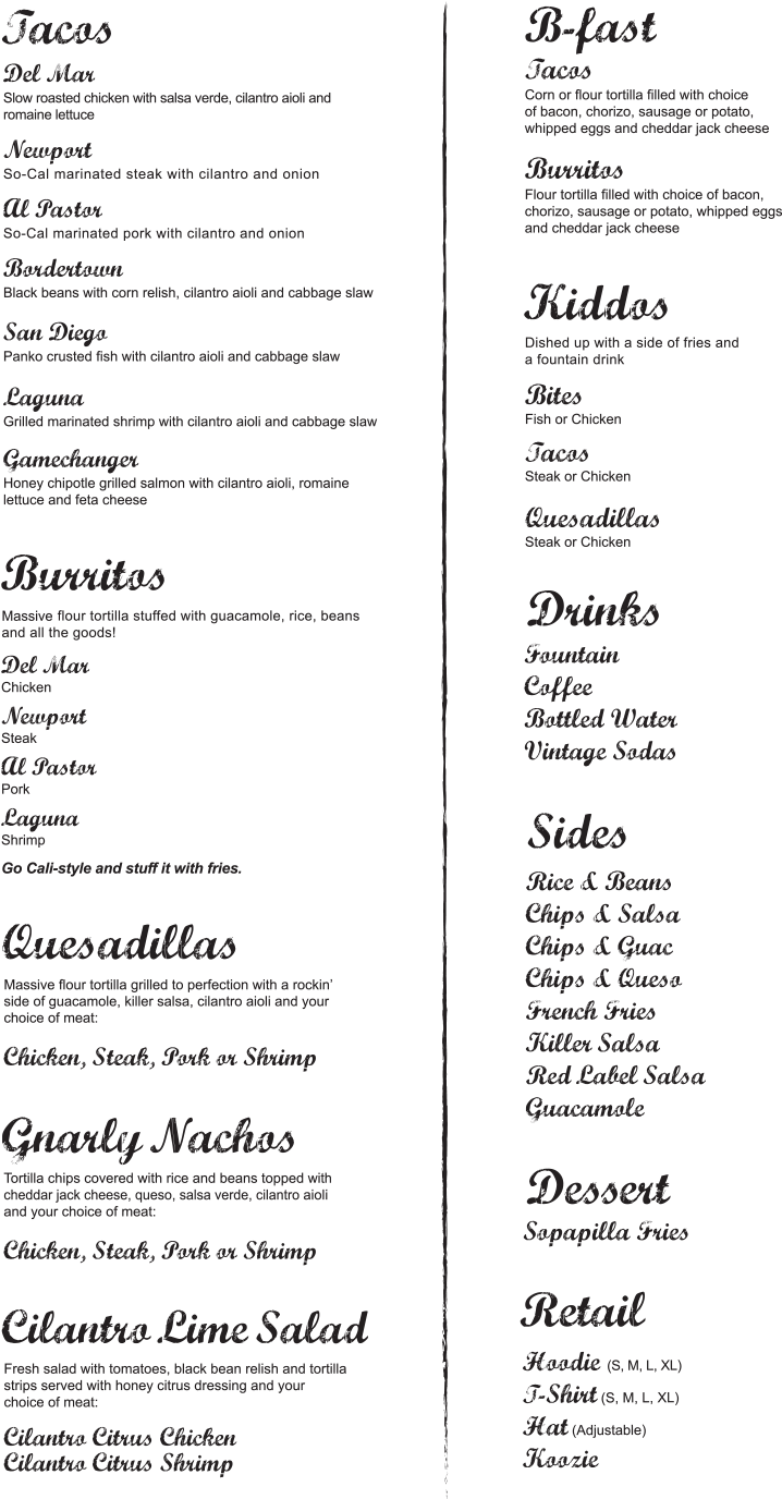 Download Grapevine, Texas - So Cal Tacos Menu - Full Size PNG Image ...