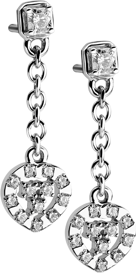 Download Earings Coeur And Diamond - Earrings - Full Size PNG Image ...