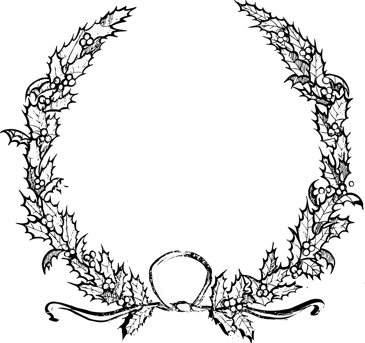 Download Christmas Wreath Line Drawing - Full Size PNG Image - PNGkit