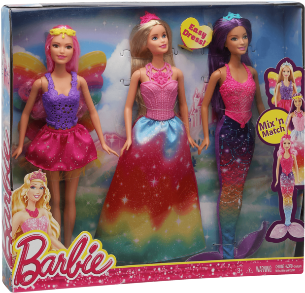 Download Girls Royal 3 Fairytale Barbie Dolls - Barbie - Full Size PNG ...
