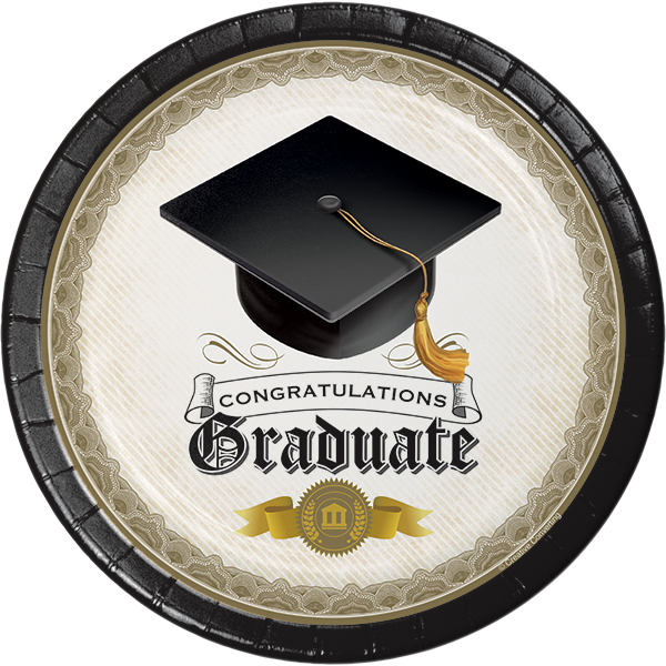 Download Grad Cap & Gown Paper Plates - Πάρτυ Αποφοίτησησ - Full Size ...