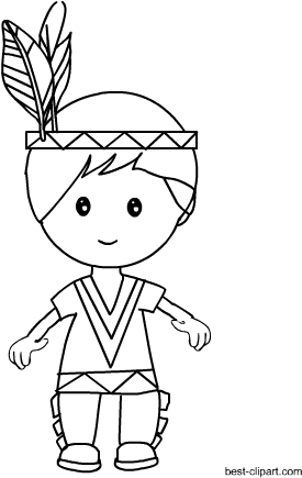 Download Black And White Native American Boy Clip Art - Native ...