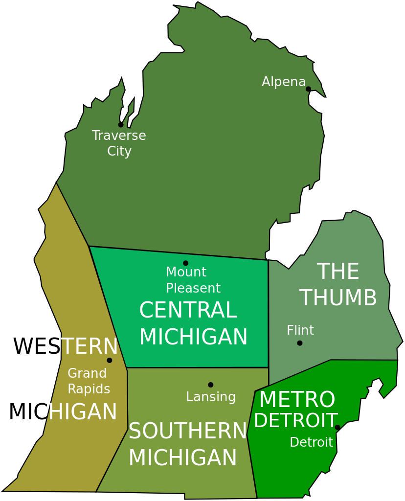 Download File - Michigan Regions - Svg - Map - Full Size PNG Image - PNGkit