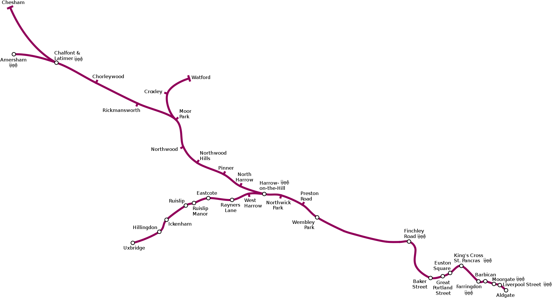 Download Map Of Metropolitan Line, London Underground - Metropolitan ...