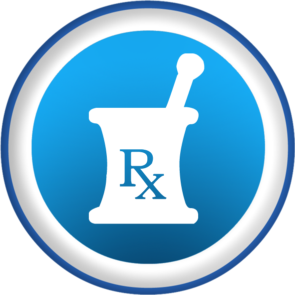 Download Mortar Pestle Rx Symbol Blue Button - Mortar And Pestle Rx Symbol - Full Size PNG Image ...