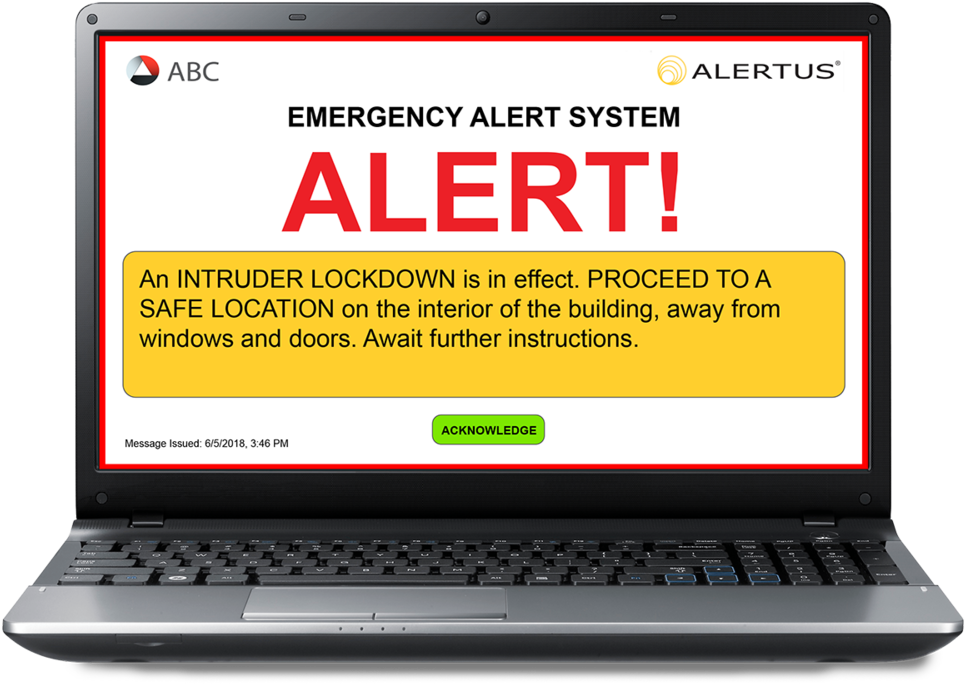 Download Alertus Desktop Notification Laptop - Netbook - Full Size PNG ...